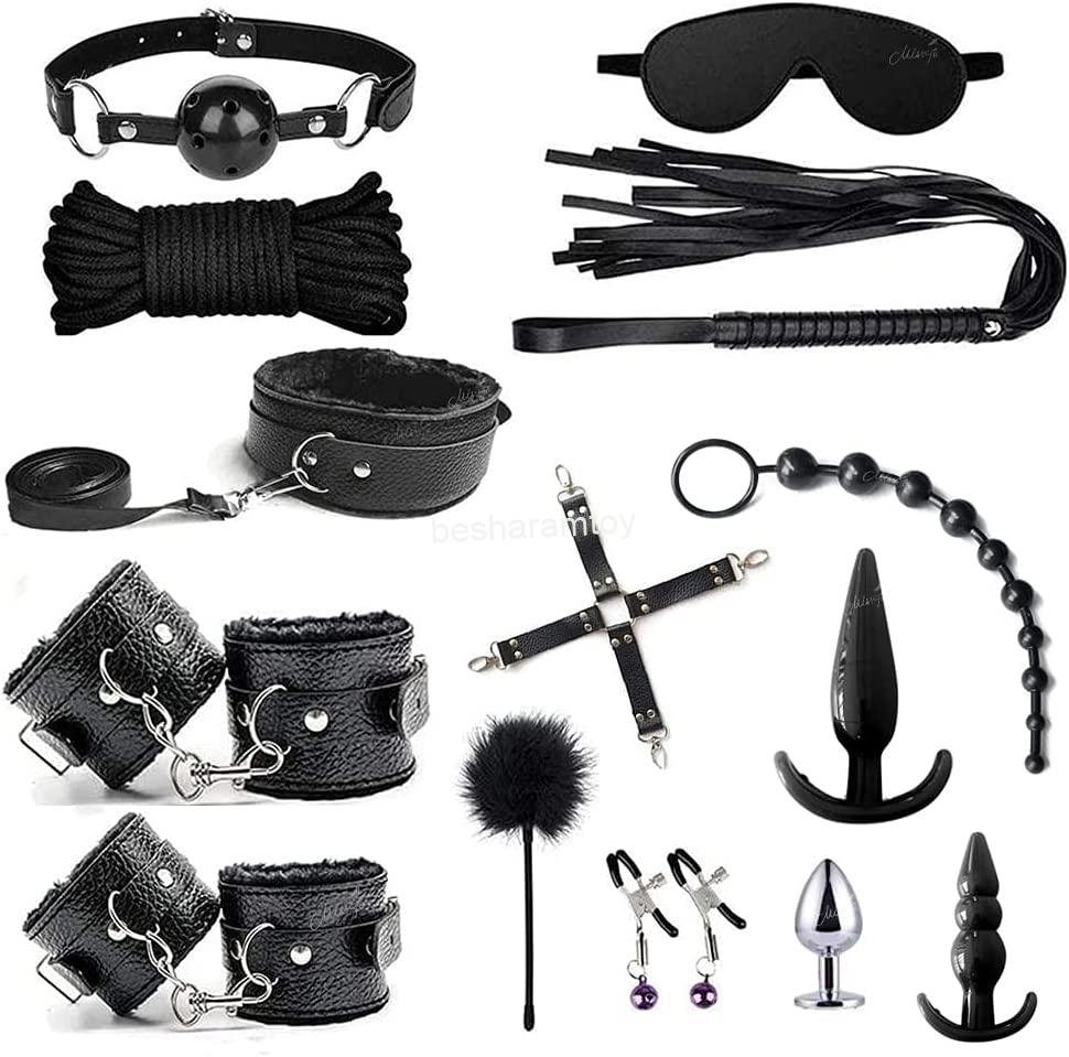 Black Adjustable Bondage Slave Restraint Kits 4 Way Handcuffs Ankle ...